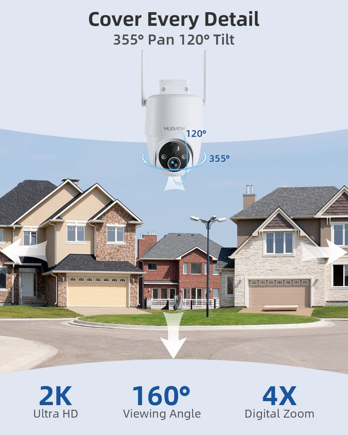 360° PTZ Solar Wireless Security Camera with 2K & AI Motion Alerts MUB ...